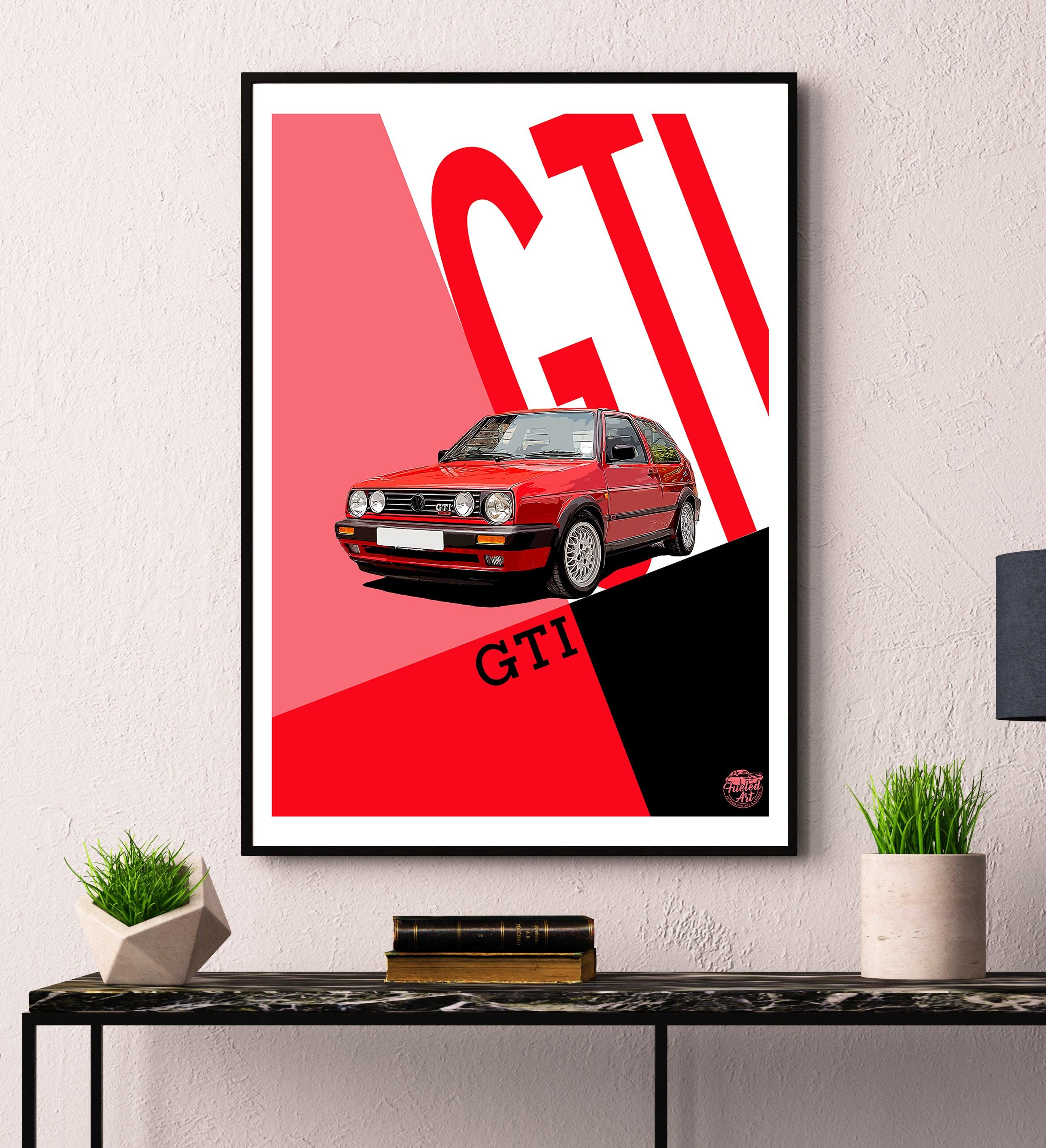 Vw Golf Gti Mk2 Print Various Sizes Vw Golf Gti Mk2 T Fueledart