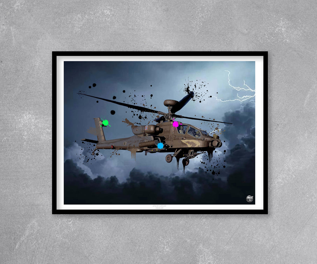 Apache Gunship Helicopter Print - Various Sizes. Aviation wall art ...