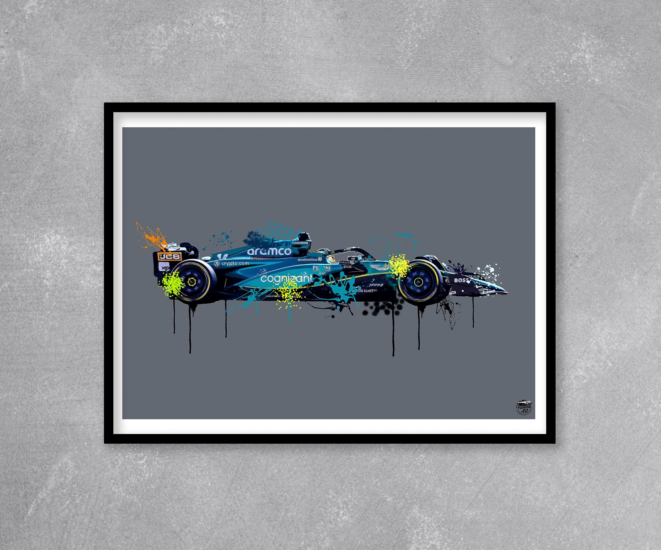 Fernando Alonso 2023 Aston Martin F1 print - Various Sizes. F1 art ...
