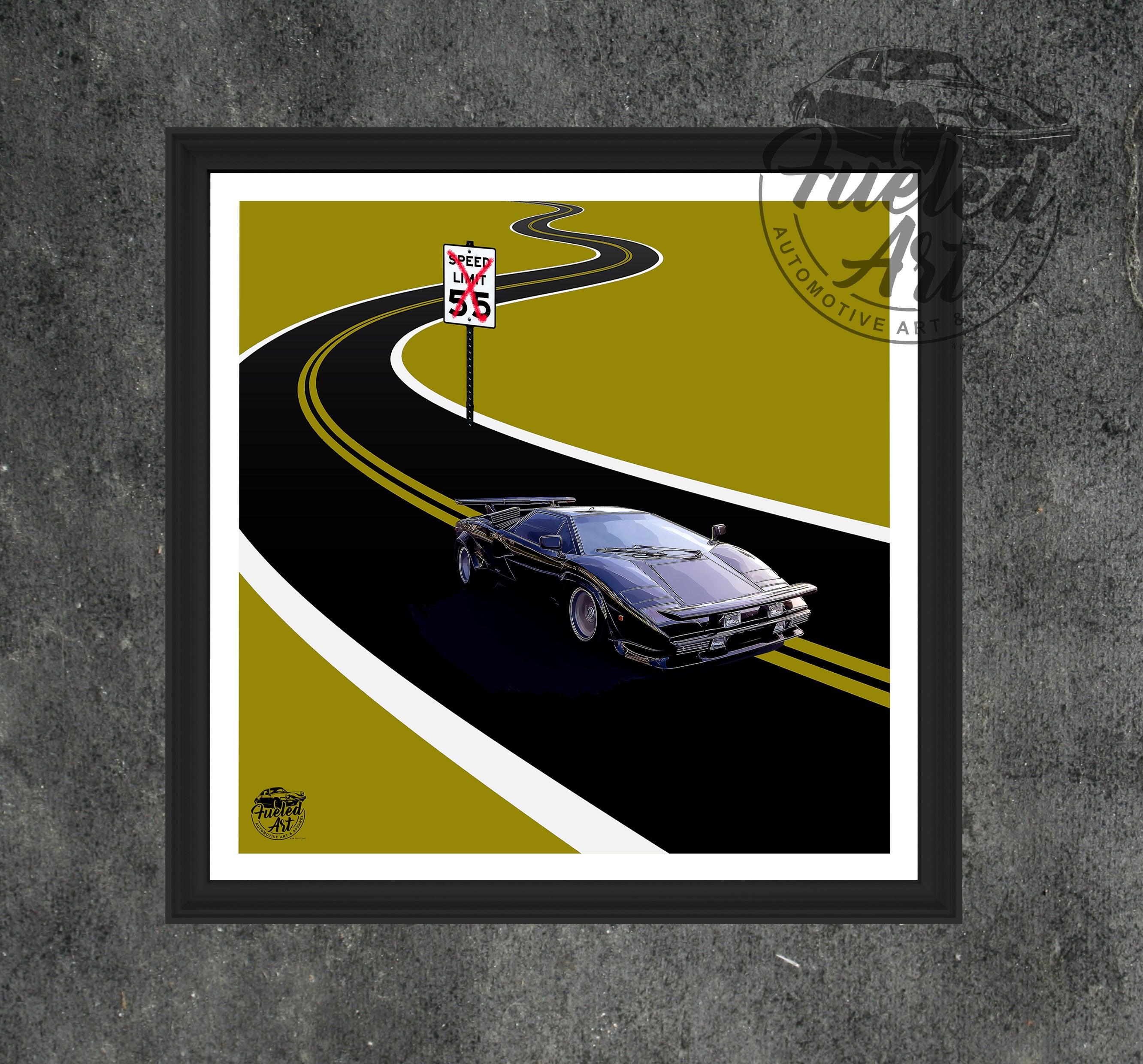 The Cannonball Run Lamborghini Countach print - Cannonball Run poster ...