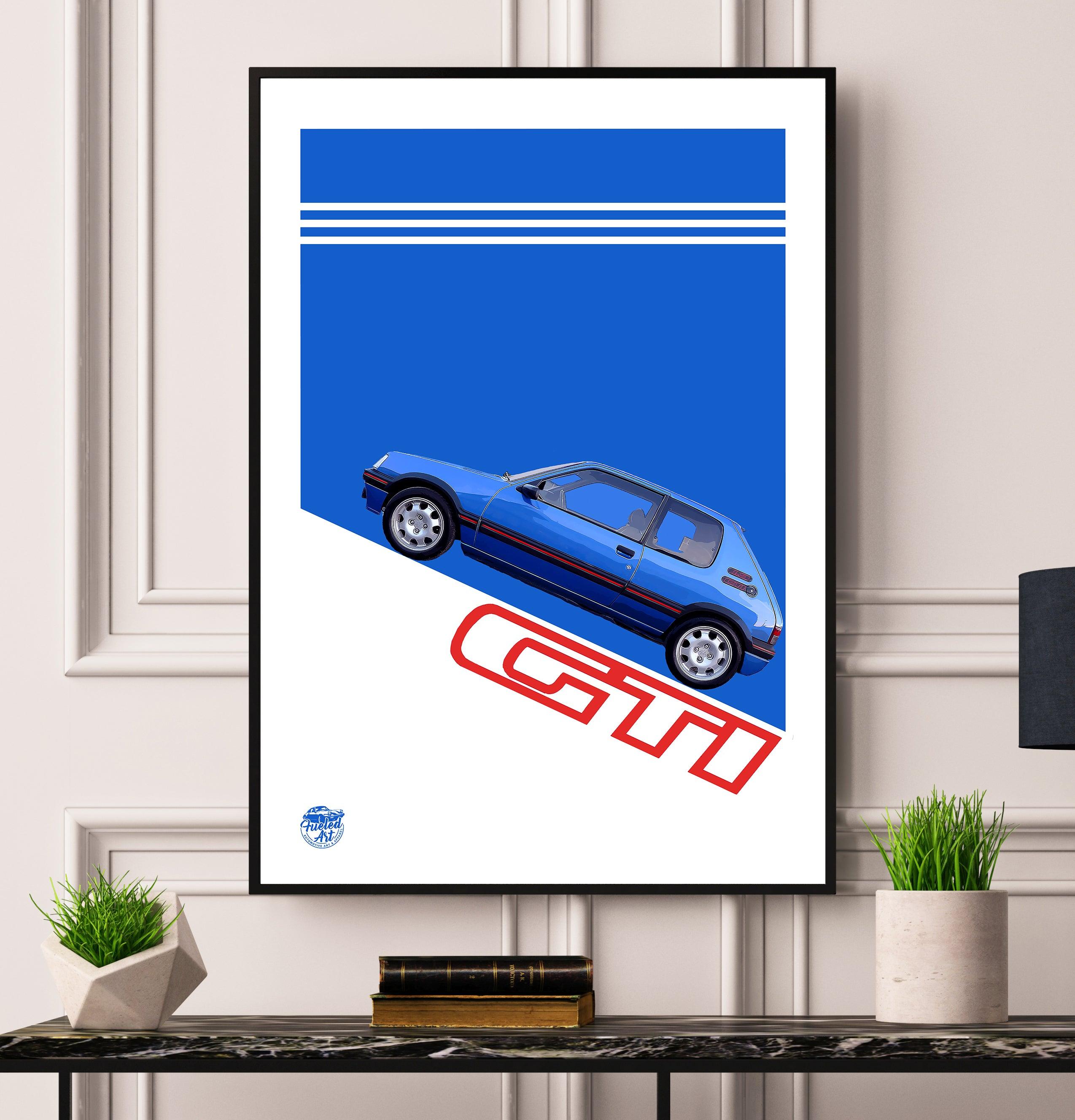 Peugeot 205 GTI Print - Various Sizes. Peugeot 205 GTI gift – Fueled.art