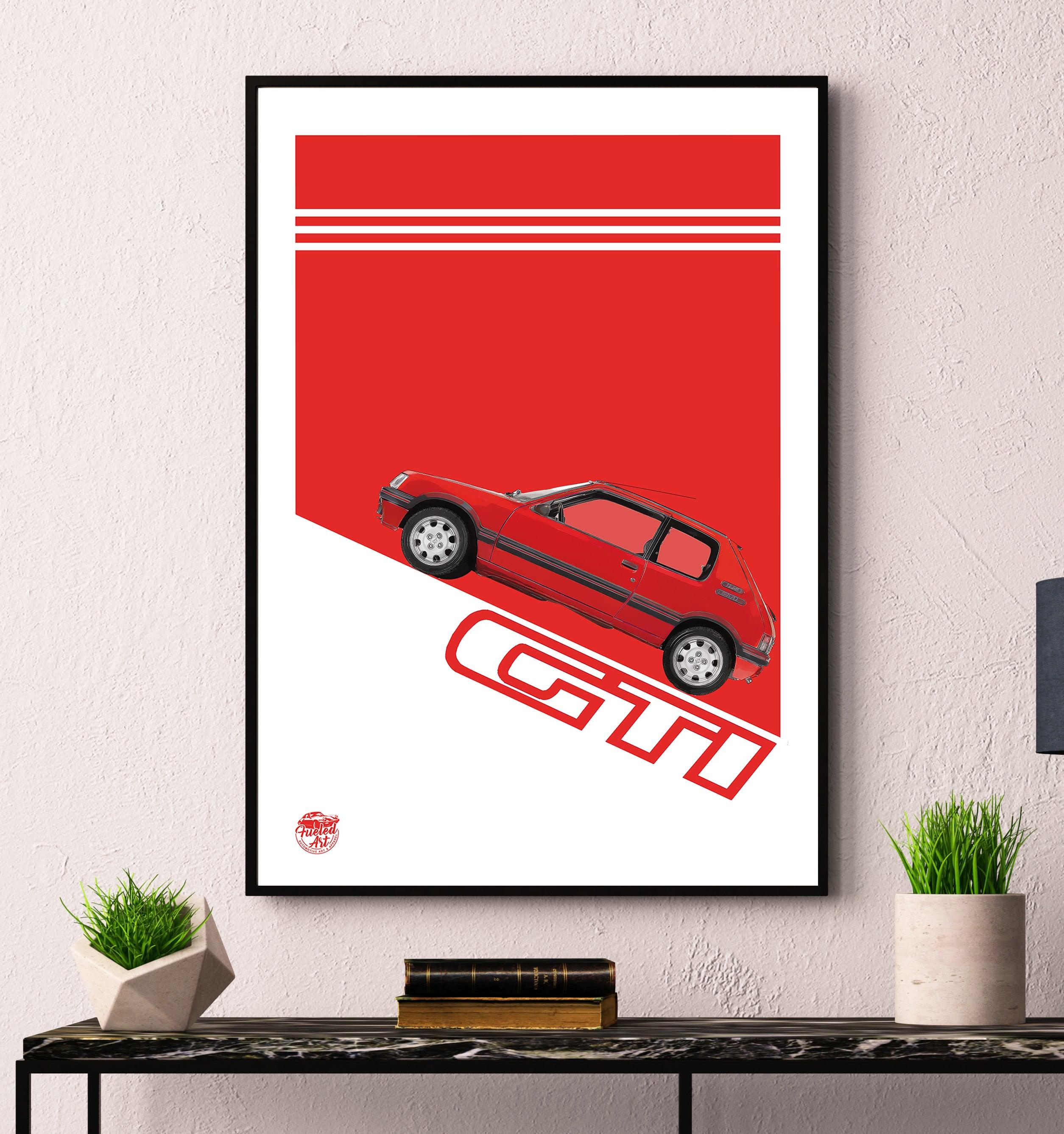 Peugeot 205 GTI Print - Various Sizes. Peugeot 205 GTI gift – Fueled.art