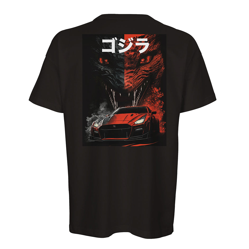 Nissan Skyline GTR Godzilla - Men's Oversized Rear Print Black T-shirt ...