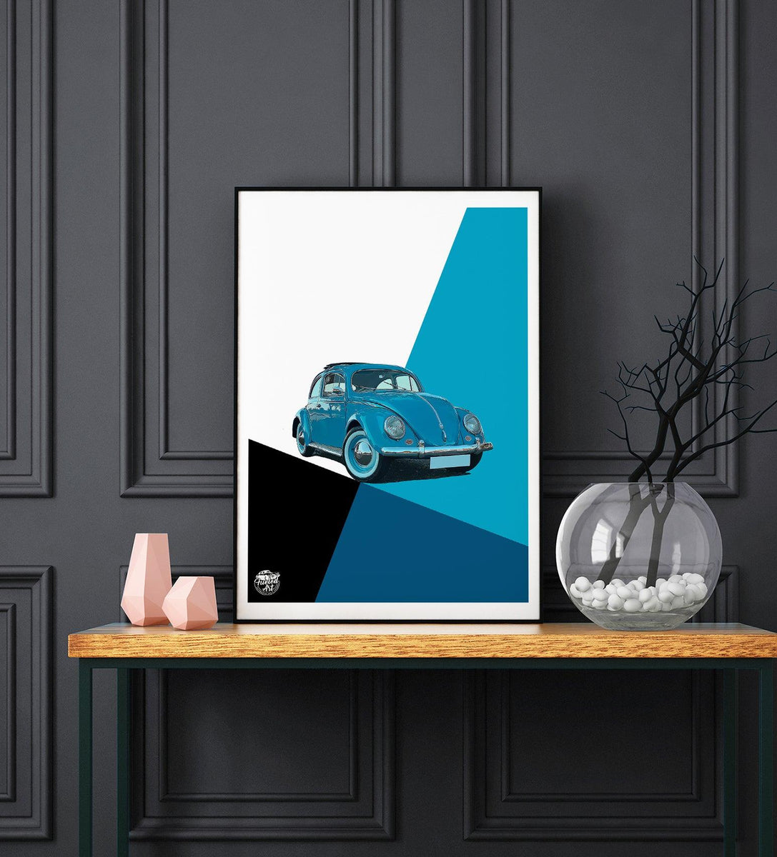 Classic VW Beetle Print - Various Sizes. Vintage VW Beetle poster ...
